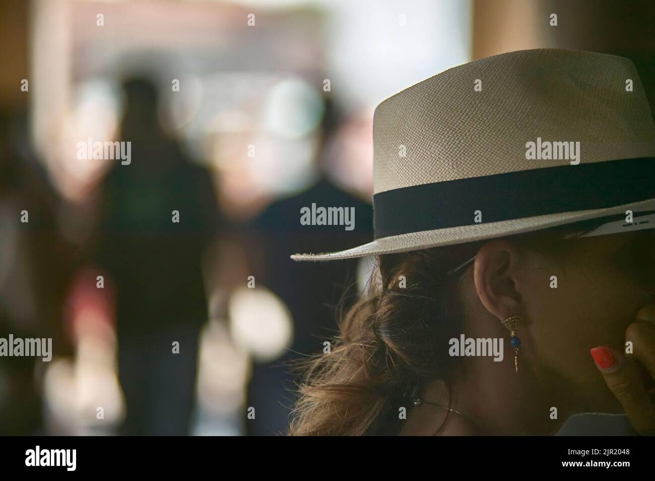 afraid girl in the foreground followed by three shadows suspected ...