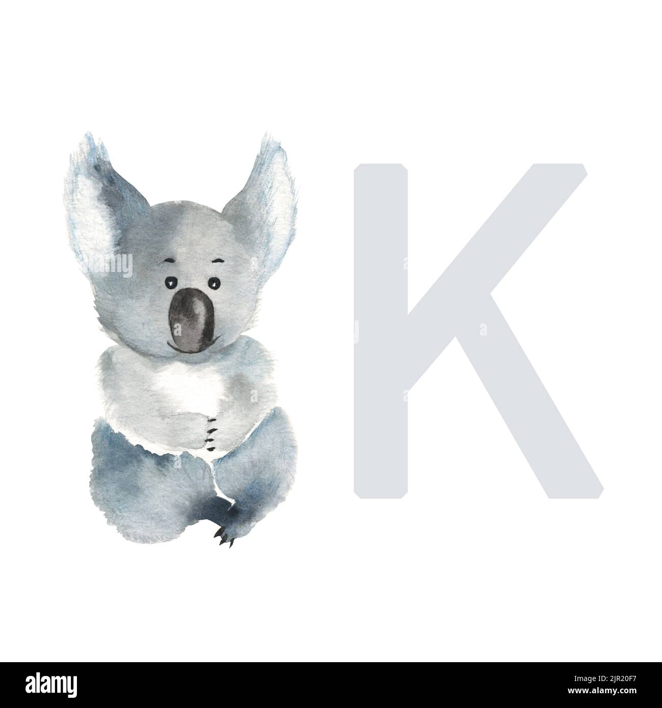 Letter K, koala, cute kids animal ABC alphabet. Watercolor illustration ...