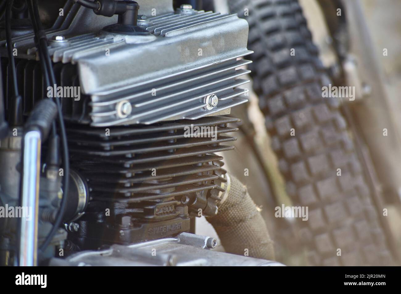 Detail of the head, the engine body, the crankcase, and other various ...