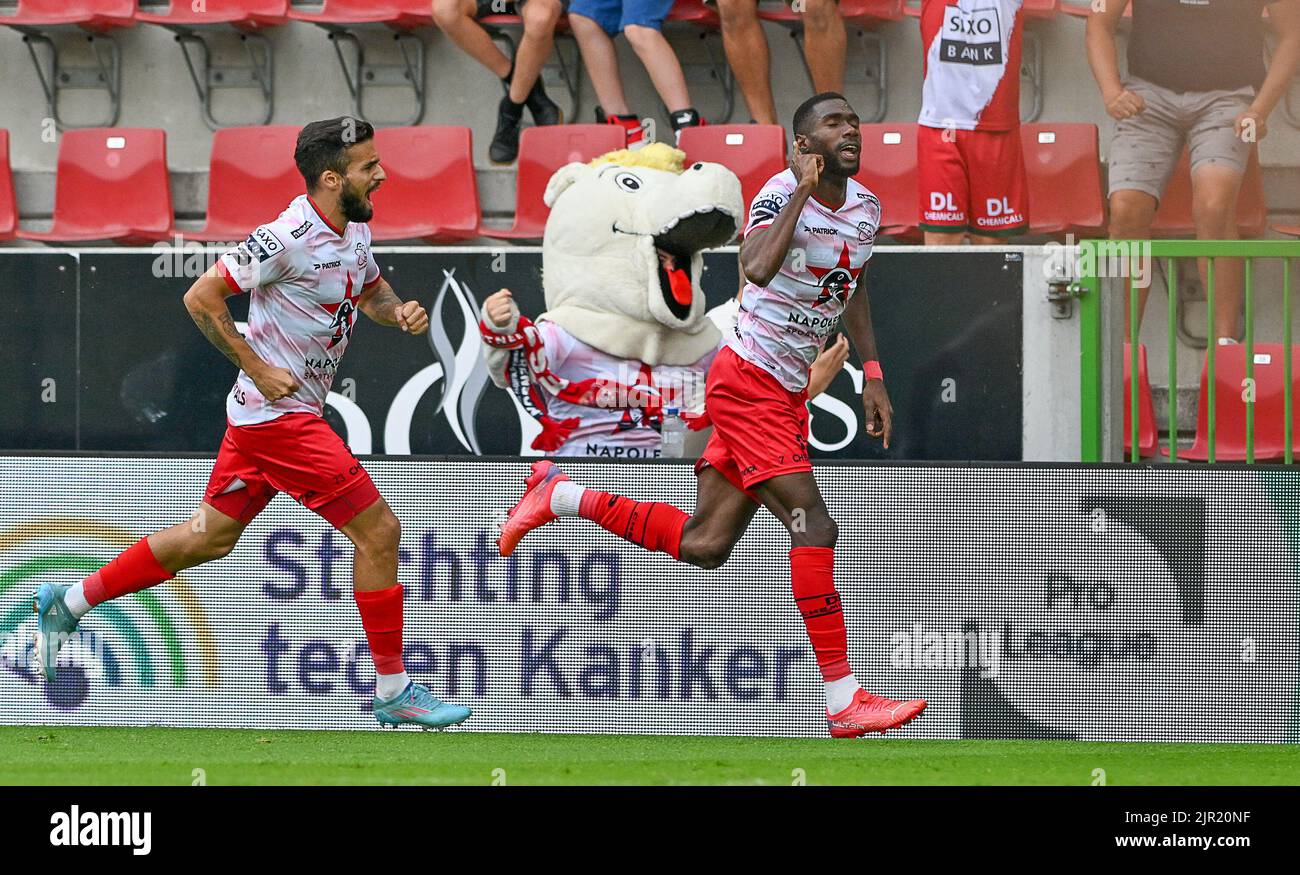 Waregem, Belgium, 21 August 2022, Essevee's Alieu Fadera celebrates ...