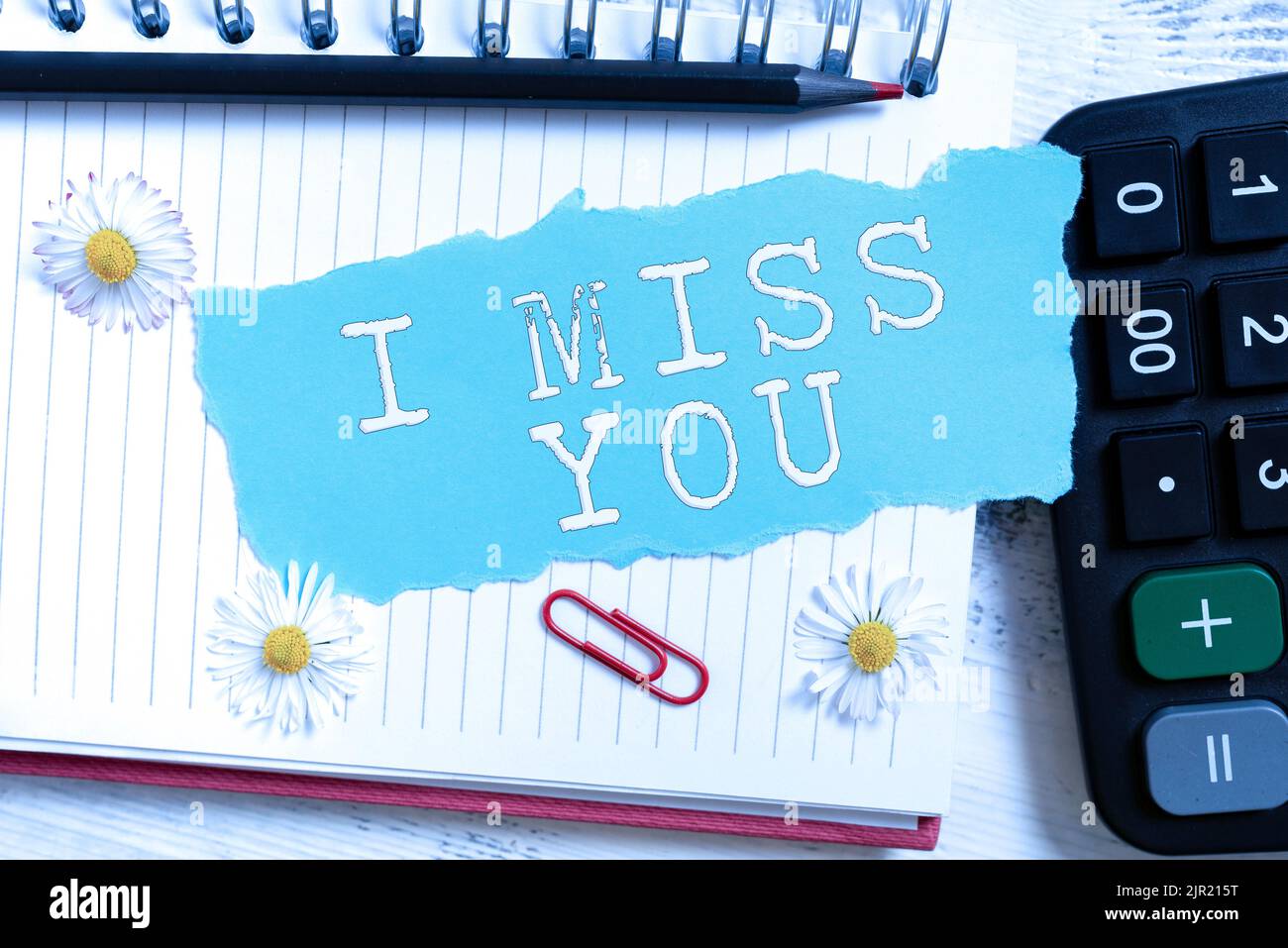 Hand writing sign I Miss You. Business overview Feeling sad because you ...