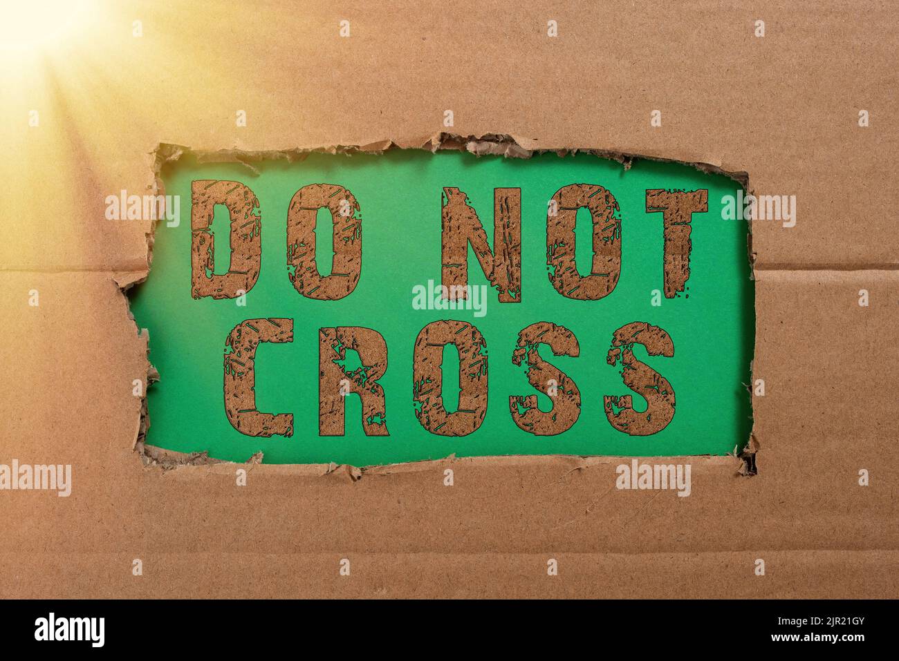 Sign displaying Do Not Cross. Word Written on Crossing is forbidden ...