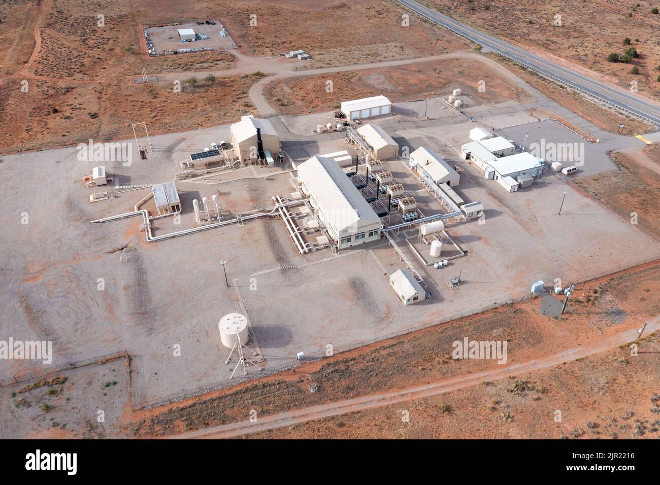 Aerial view of a compressor station for a high-pressure cross-country ...