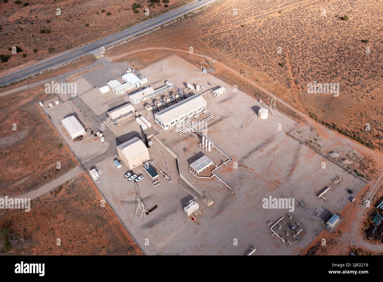 Aerial view of a compressor station for a high-pressure cross-country ...