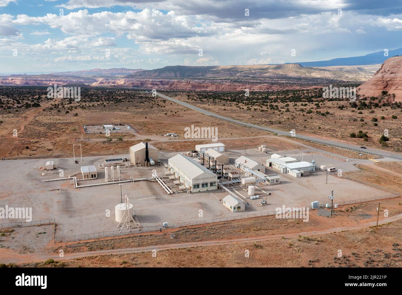 Aerial view of a compressor station for a high-pressure cross-country ...