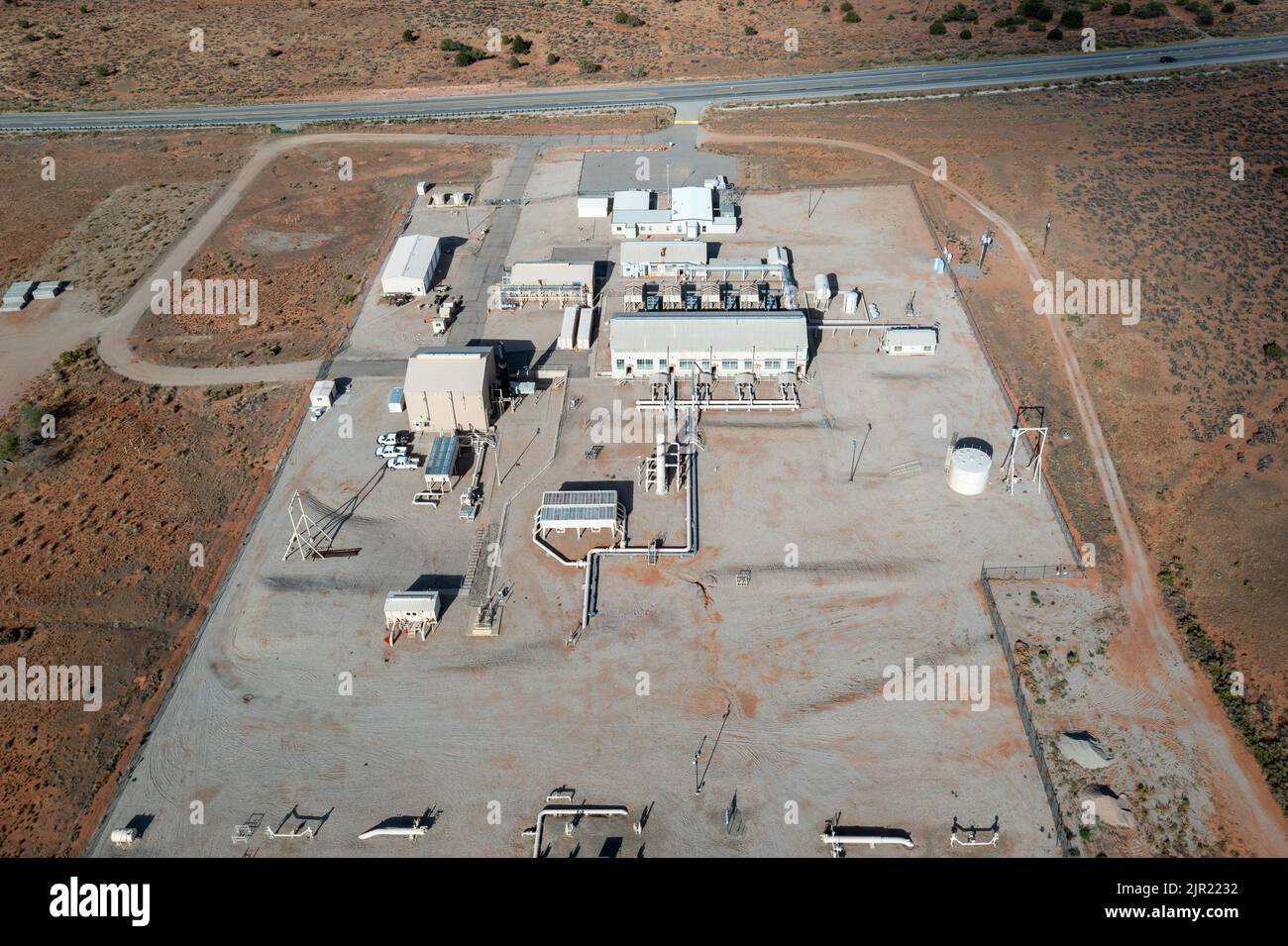 Aerial view of a compressor station for a high-pressure cross-country ...