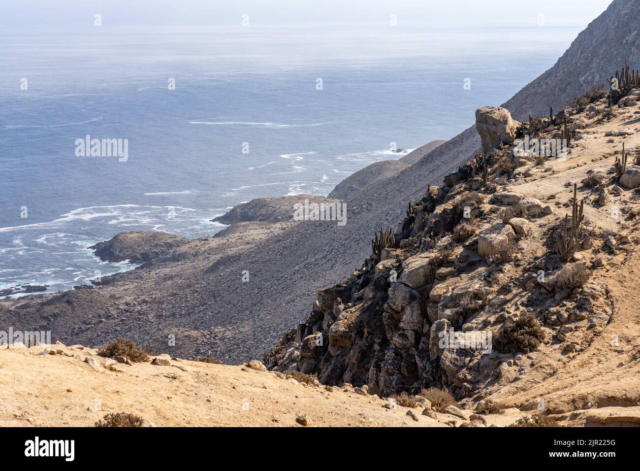 View of the Pacific Ocean from an overlook in Pan de Azucar National ...
