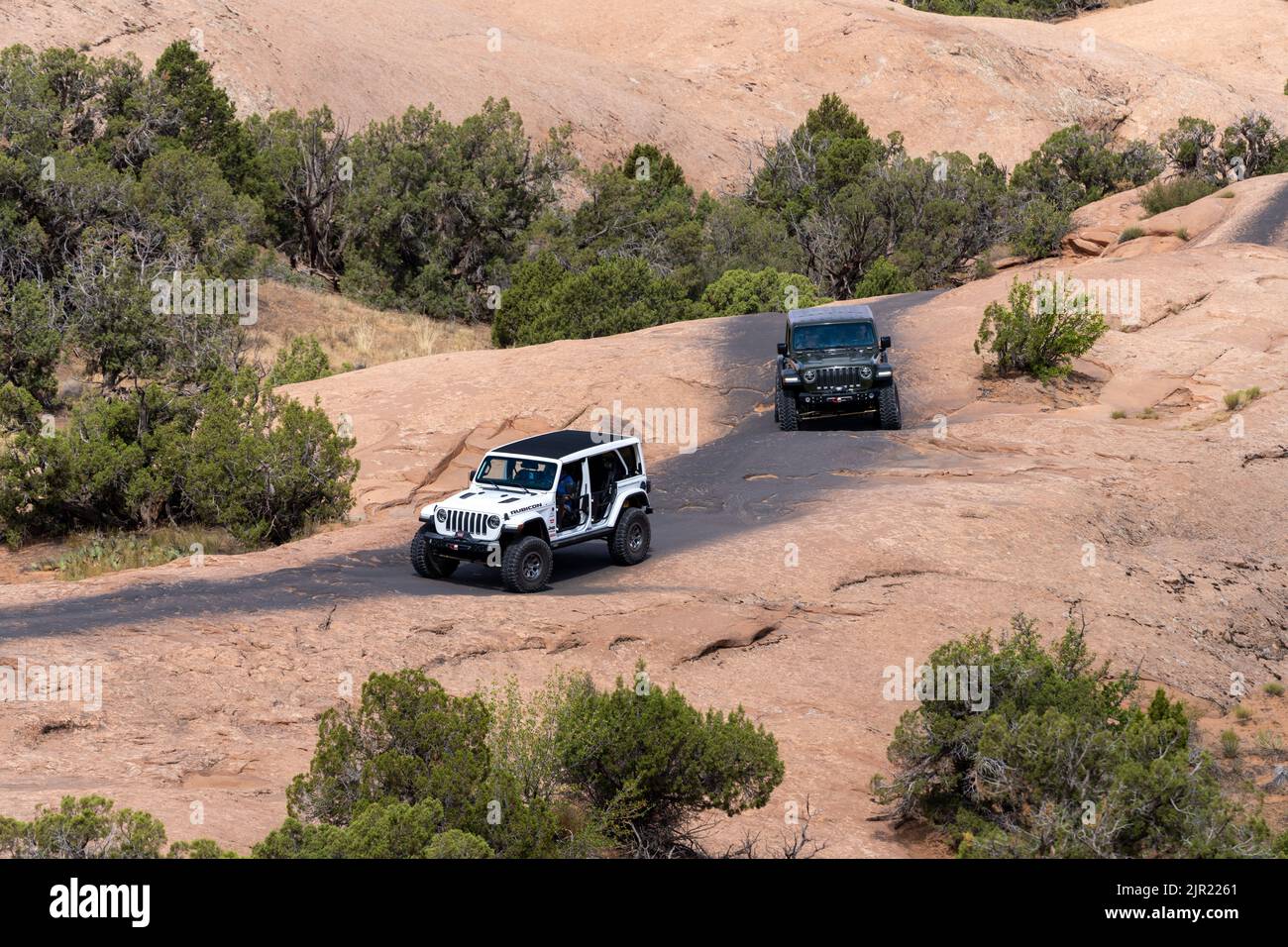 Two Jeeps on a tour on the Fins and Things Jeep Trail over Navajo ...