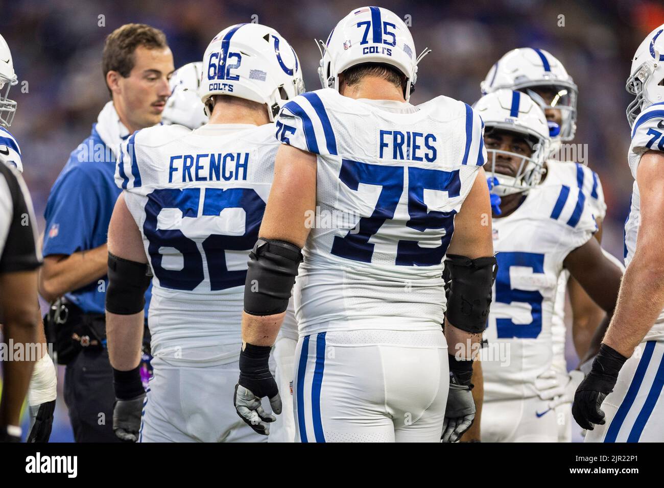 August 20, 2022: Indianapolis Colts center Wesley French (62) and ...