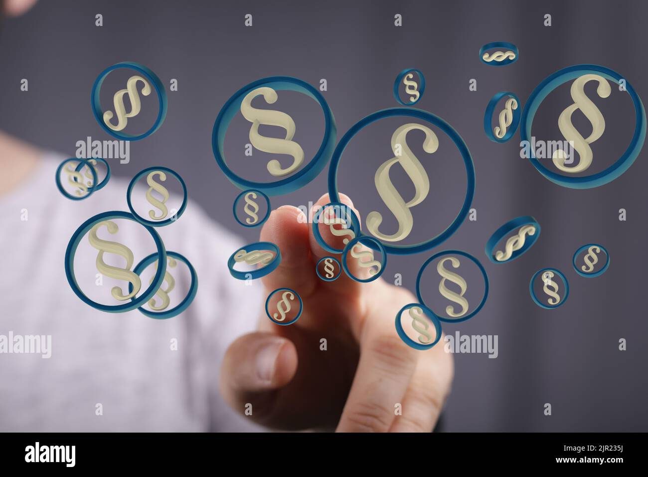 A finger touching a 3d rendering of floating paragraph icons Stock Photo - Alamy