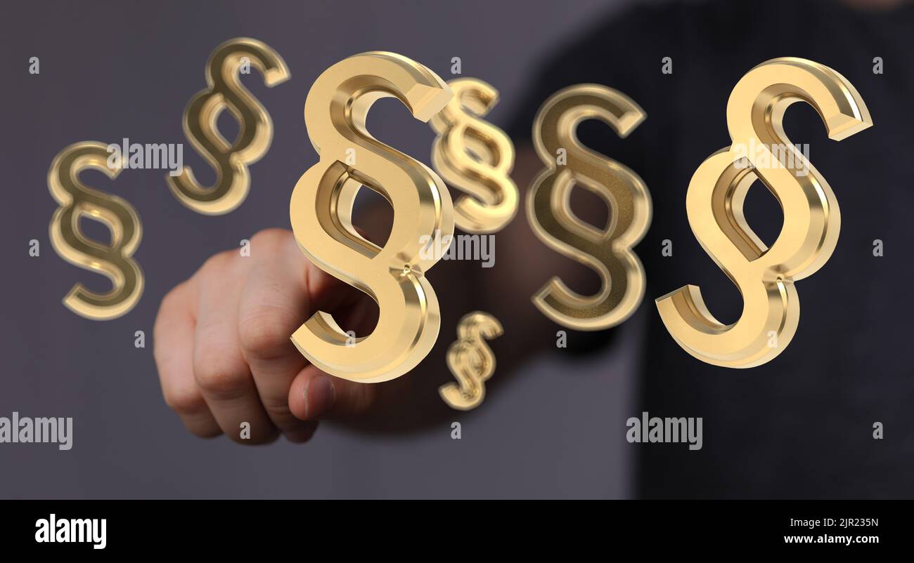 A finger touching a 3d rendering of floating paragraph icons Stock ...