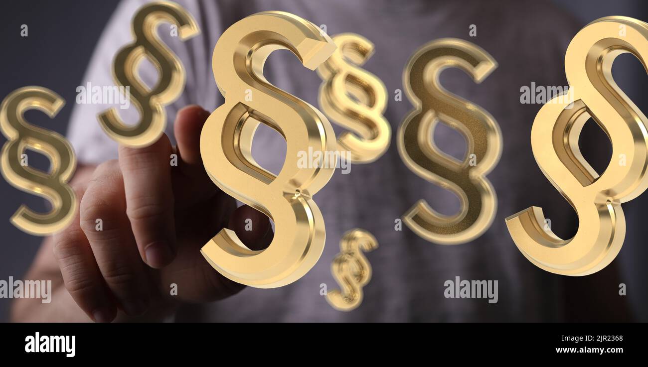 A finger touching a 3d rendering of floating paragraph icons Stock Photo - Alamy