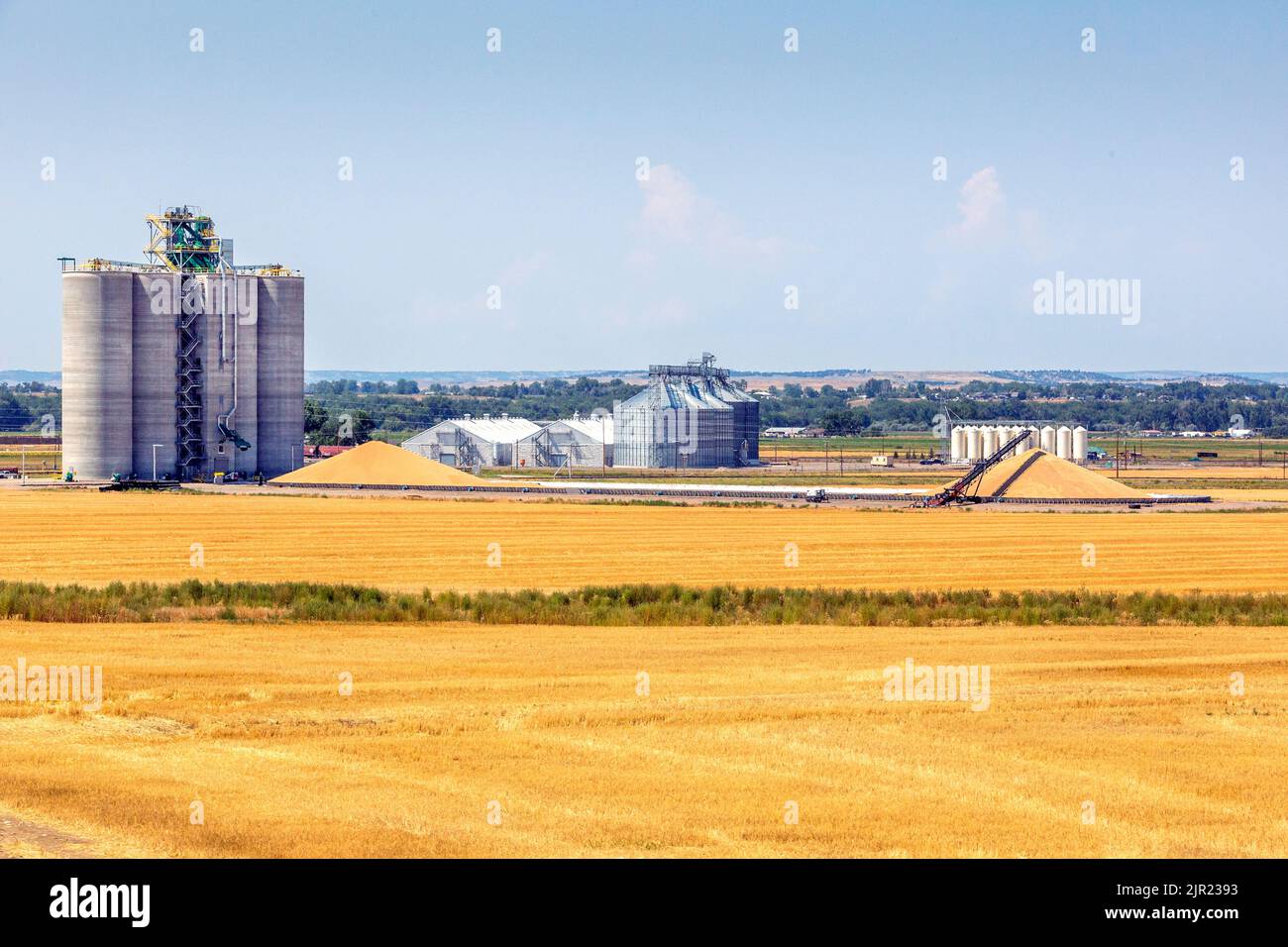 Concrete grain storage elevators, metal bins, and external grain ...