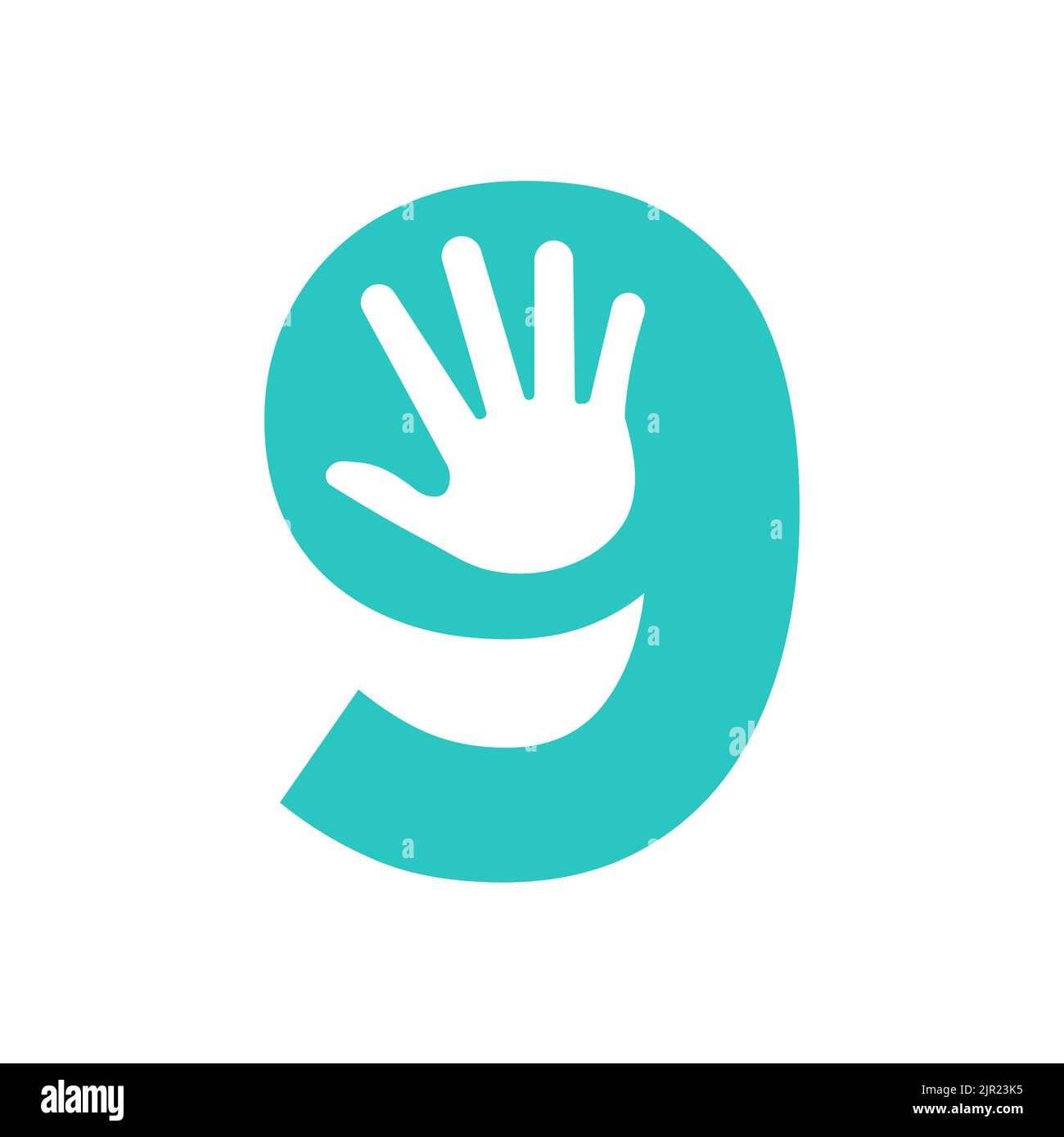 Letter 9 Hand Logo Concept For Hand Care, Charity Sign and Donation ...