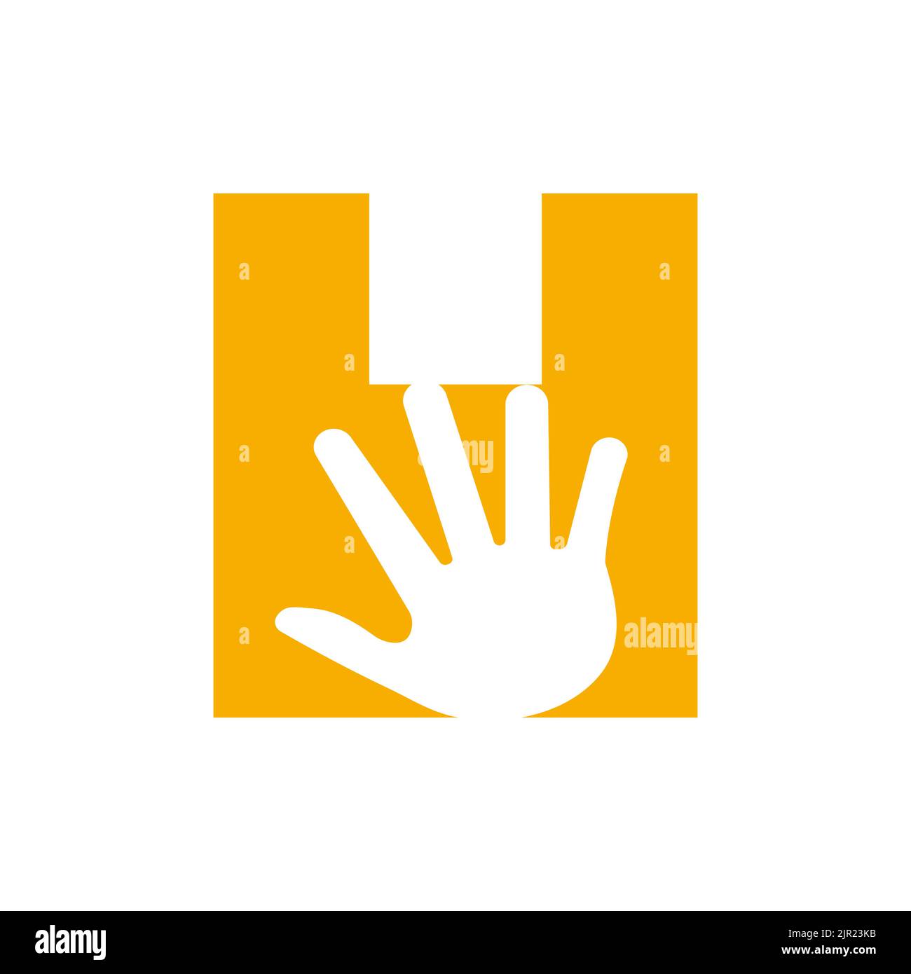 Letter H Hand Logo Concept For Hand Care, Charity Sign and Donation ...