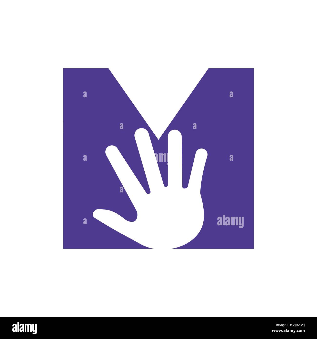 Letter M Hand Logo Concept For Hand Care, Charity Sign and Donation ...