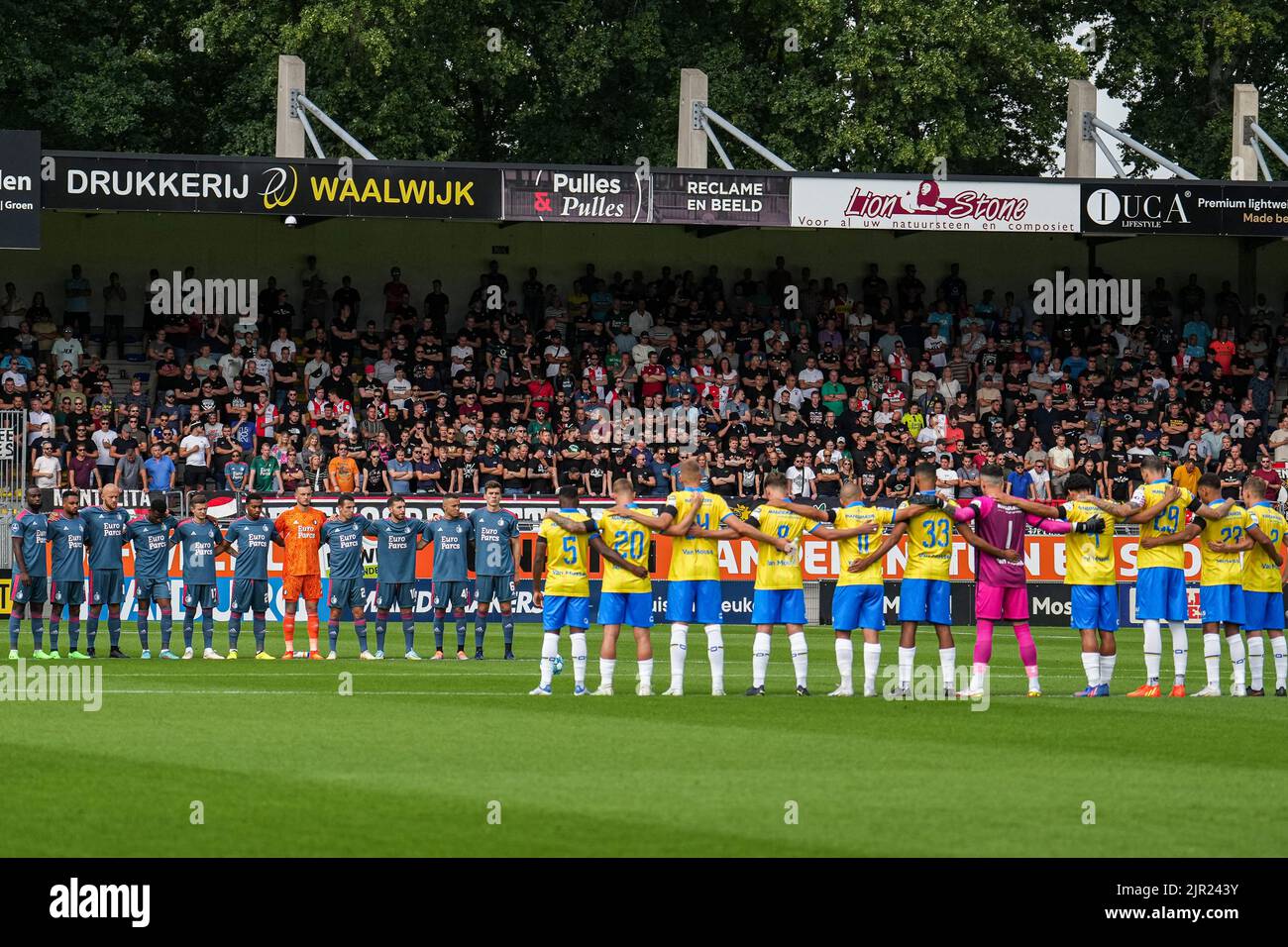 Waalwijk - One minute silence for Tini Voogd of RKC during the match ...