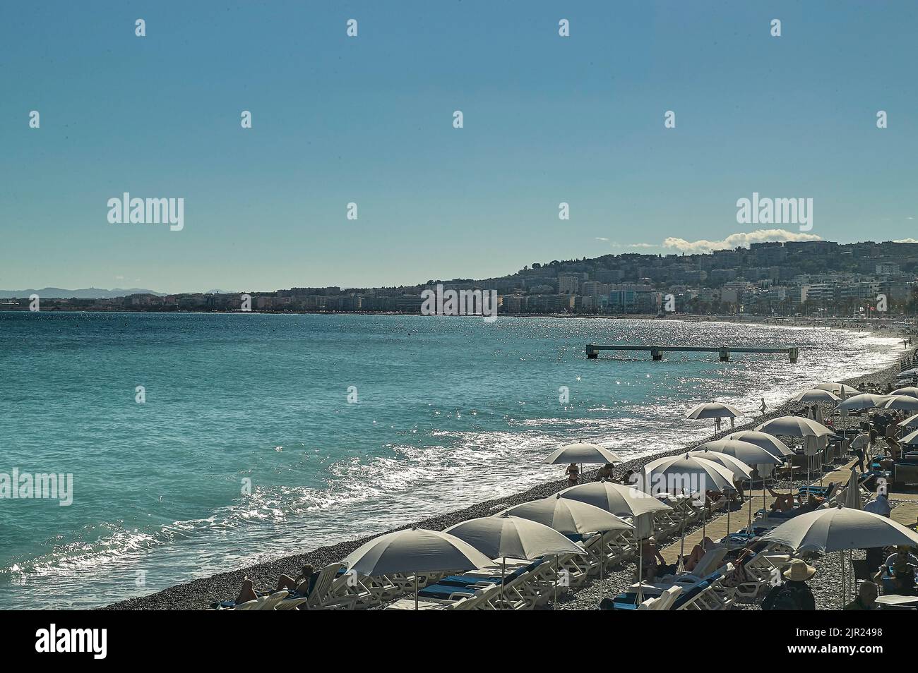 Nice, France 20 august 2022: View of the French coast from the top with ...