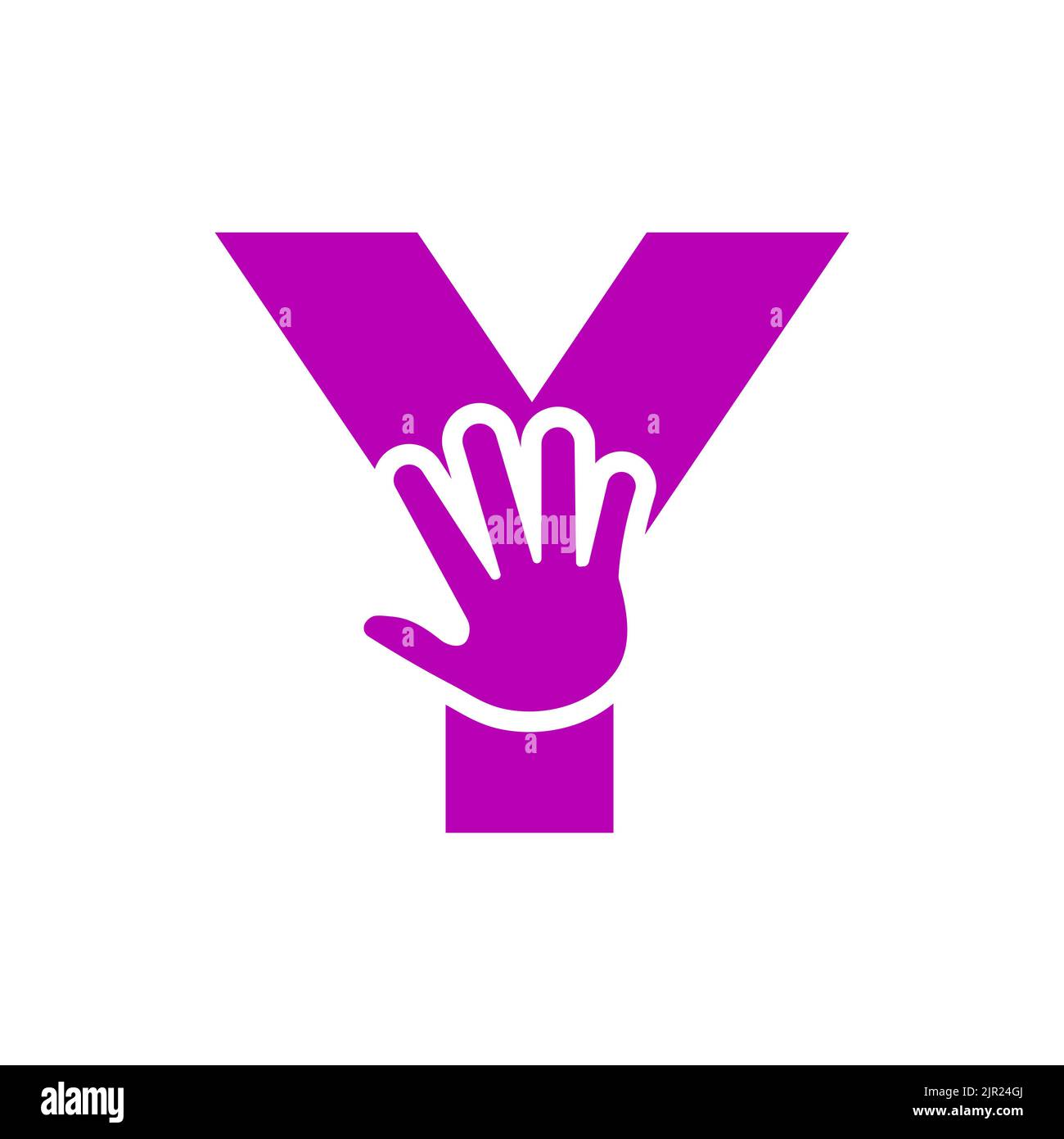 Letter Y Hand Logo Concept For Hand Care, Charity Sign and Donation ...