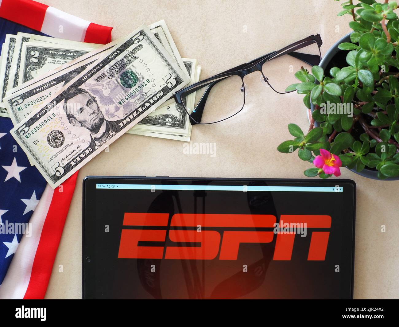 In this photo illustration, an ESPN (Entertainment and Sports ...