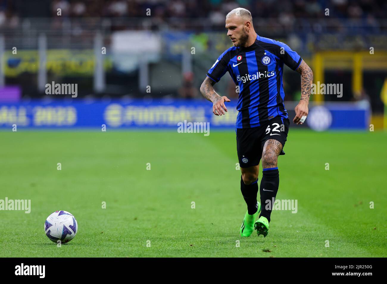 Federico Dimarco of FC Internazionale in action during the Serie A 2022/23 football match ...