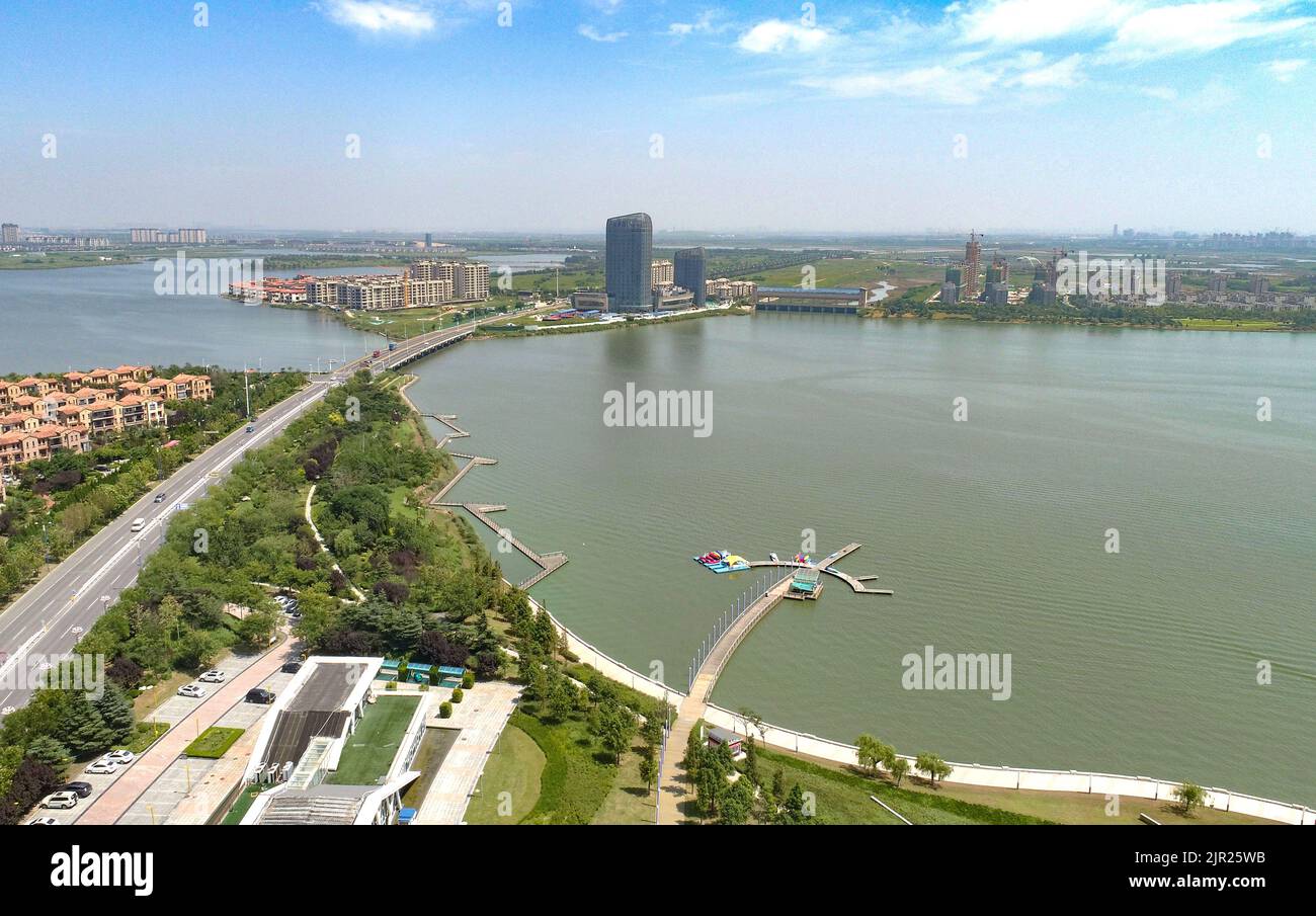 QINGDAO, CHINA - AUGUST 21, 2022 - Aerial photography of the ecological ...