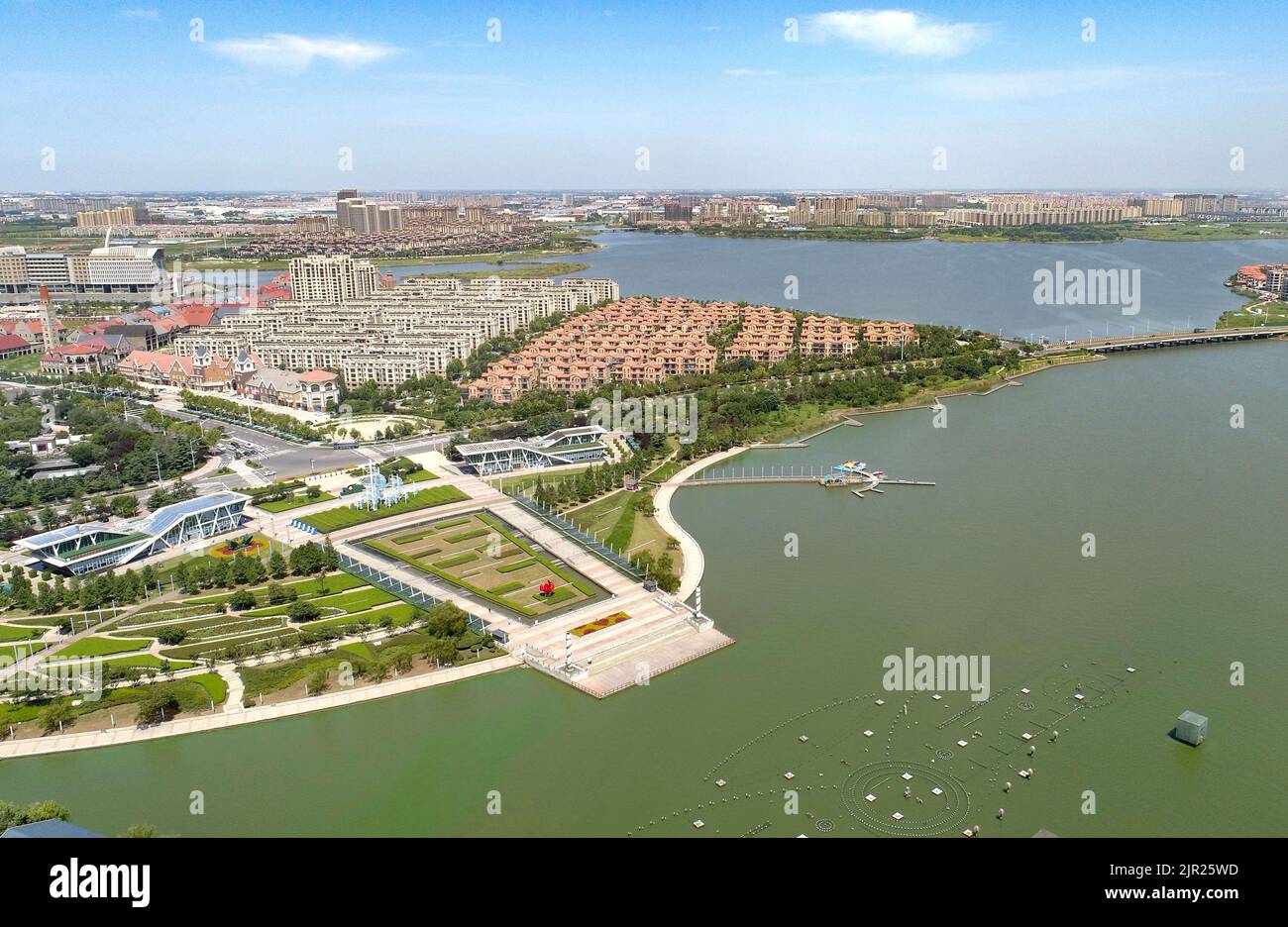 QINGDAO, CHINA - AUGUST 21, 2022 - Aerial photography of the ecological ...