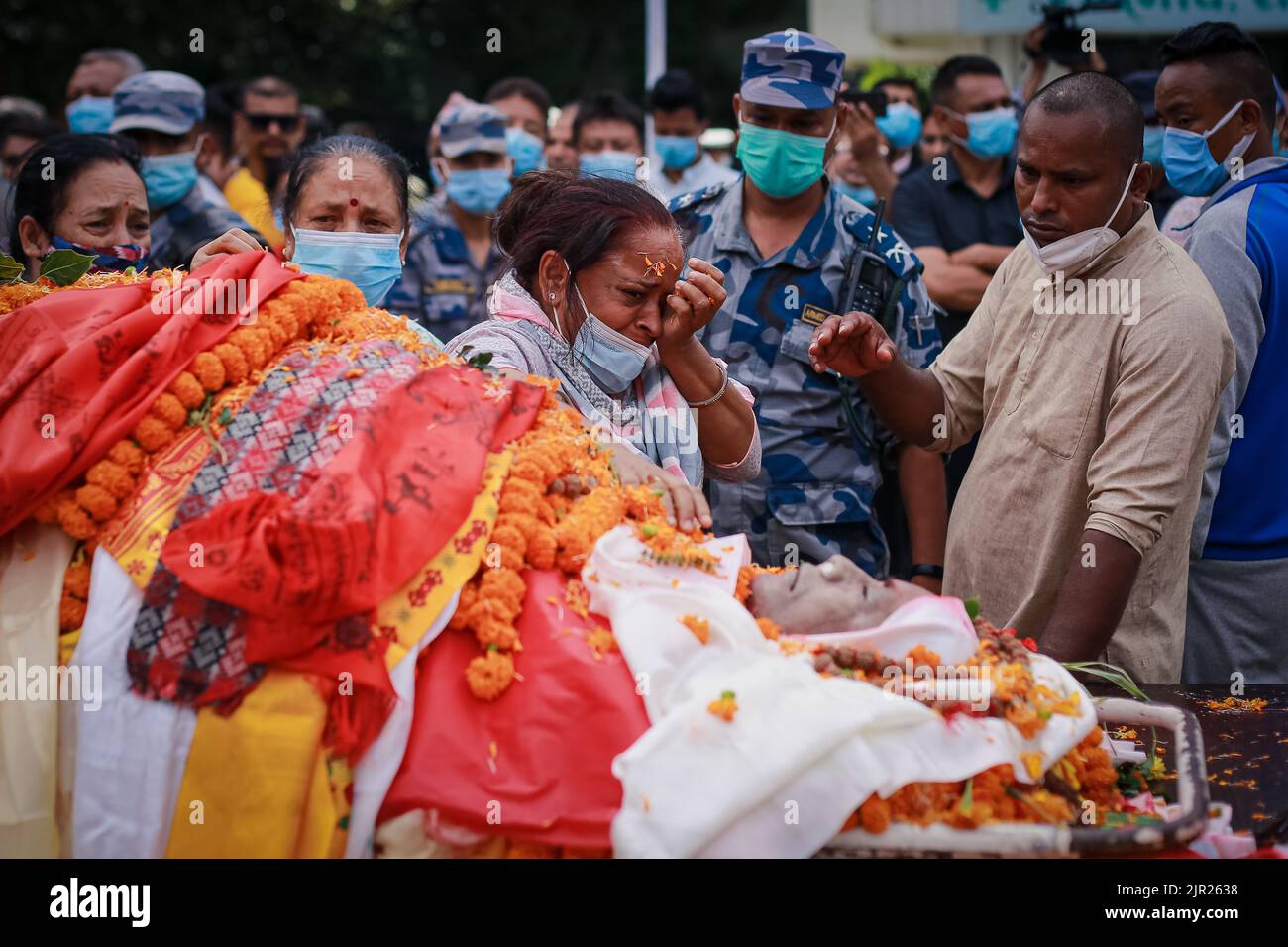 Kathmandu, Bagmati, Nepal. 21st Aug, 2022. A woman mourns for Nepali Congress (NC) leader and ...