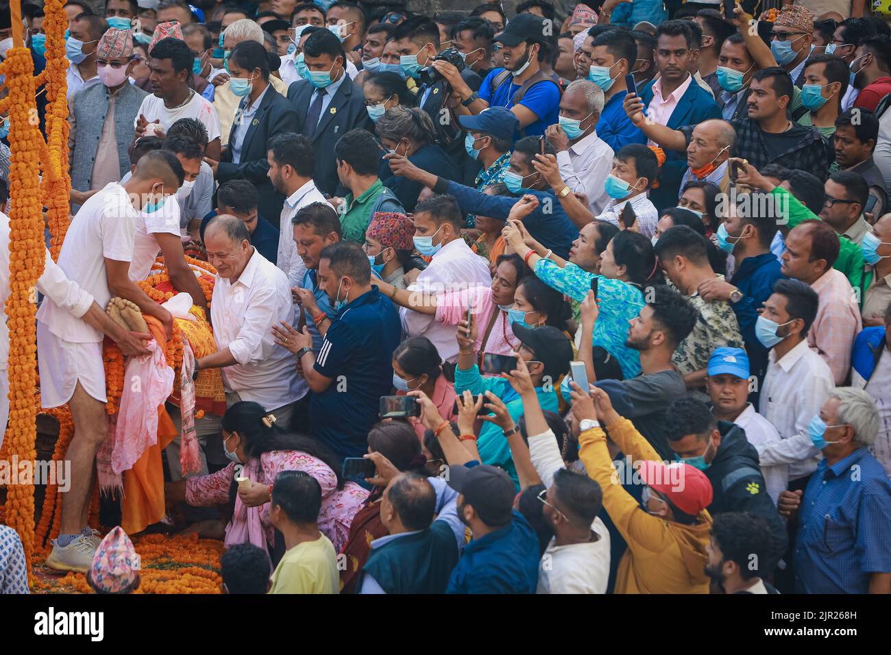 Kathmandu, Bagmati, Nepal. 21st Aug, 2022. Crowds gather to watch last ...