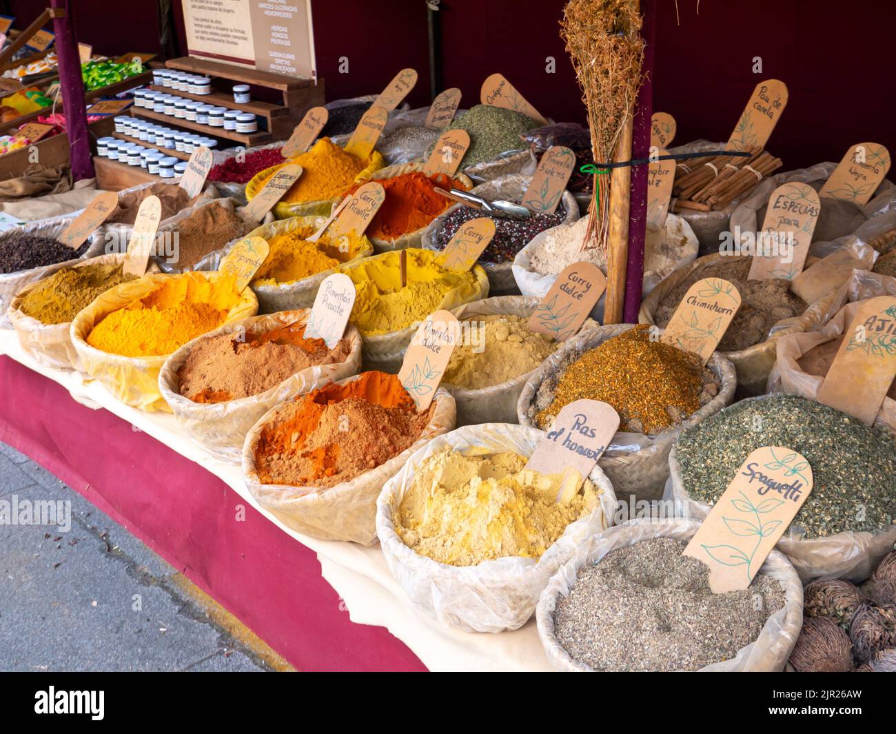 MONDONEDO, SPAIN - AUGUST 14, 2022: Spices and condiments with spanish ...