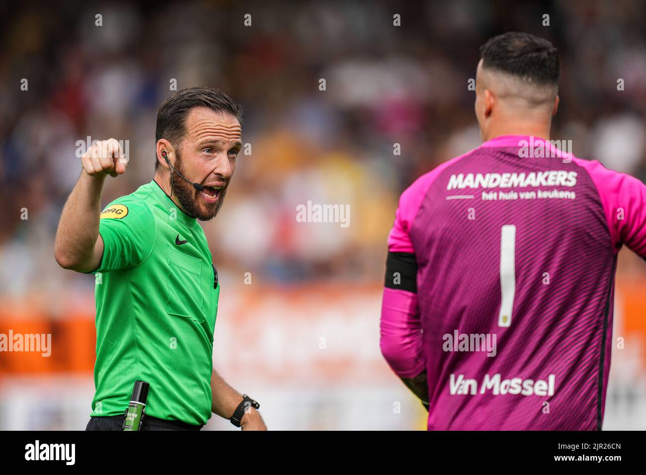 Waalwijk - Referee Edwin van de Graaf, RKC Waalwijk keeper Etienne ...