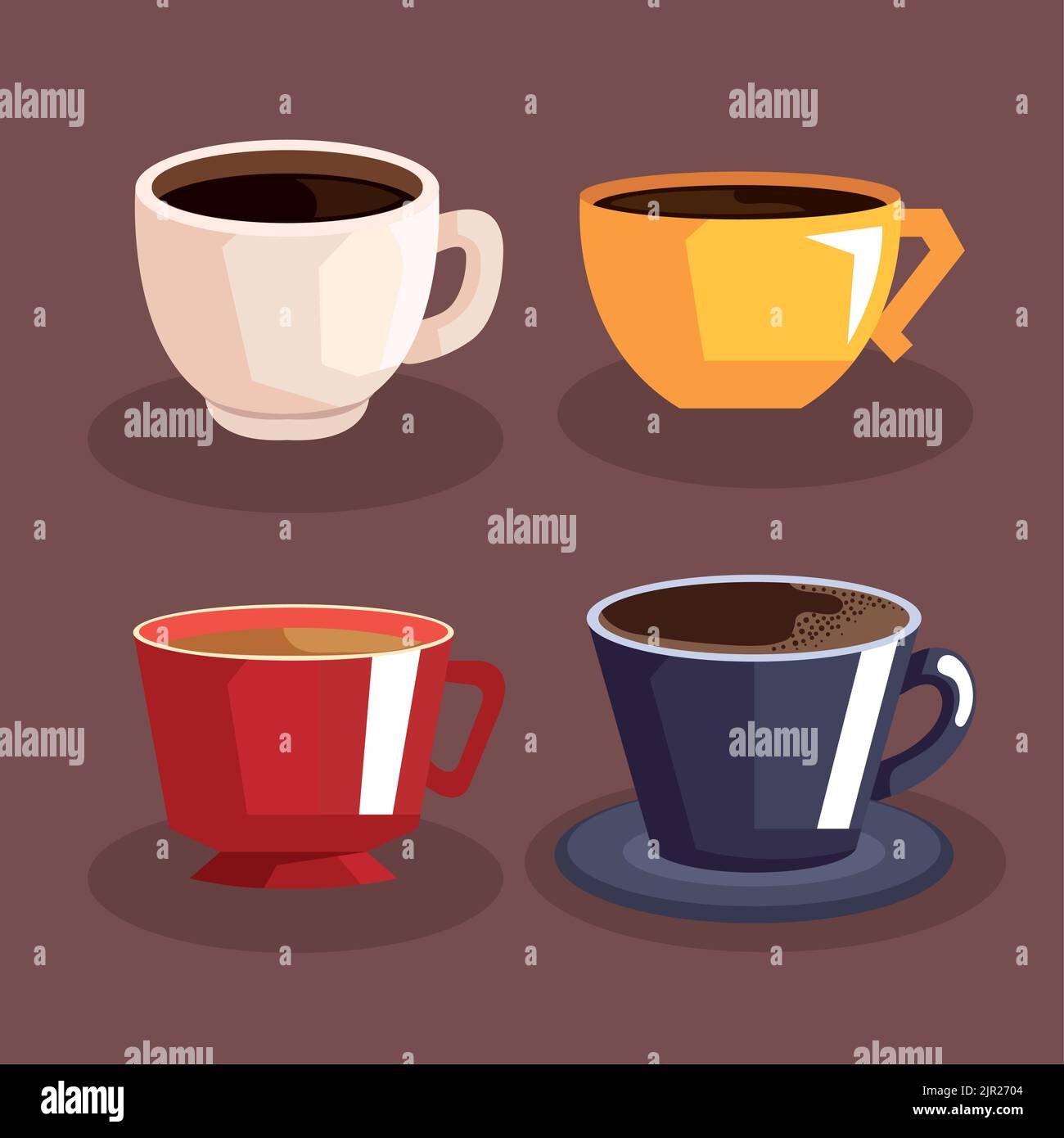 four coffee set cups Stock Vector Image & Art - Alamy