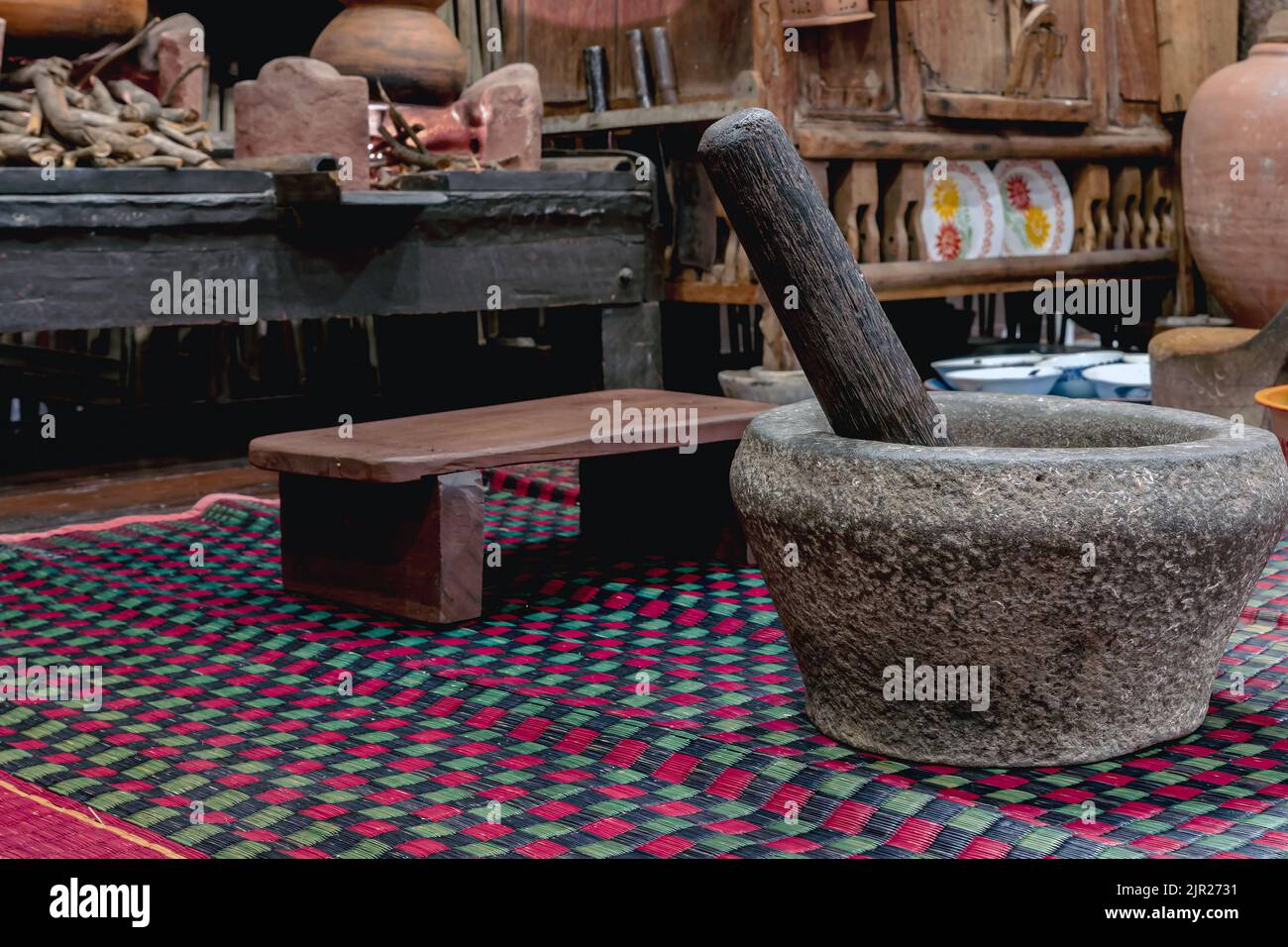 Variety and types of utensils for simple cooking of Asian families in ...