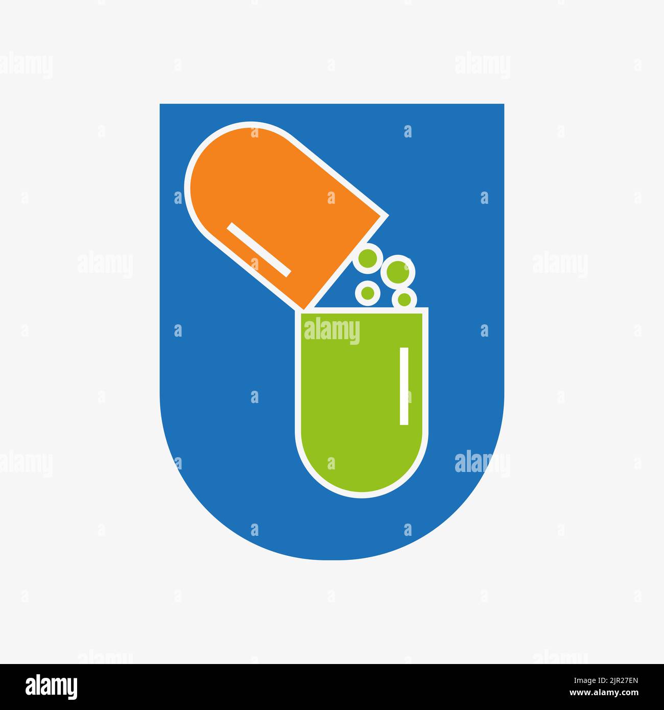 Letter U Medicine Tablet Logo Concept for Healthcare Logo Sign Vector ...