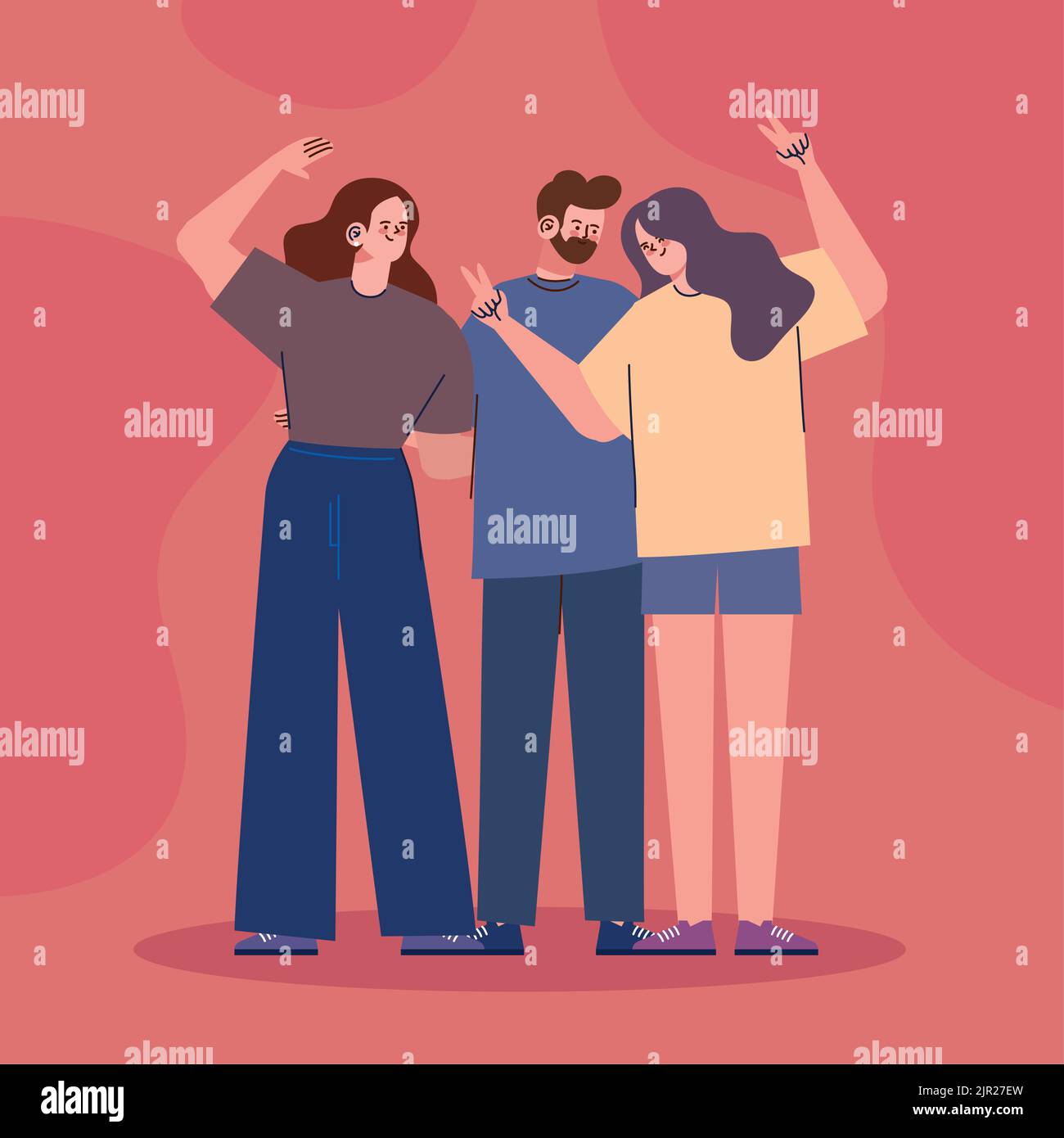 three persons characters Stock Vector Image & Art - Alamy