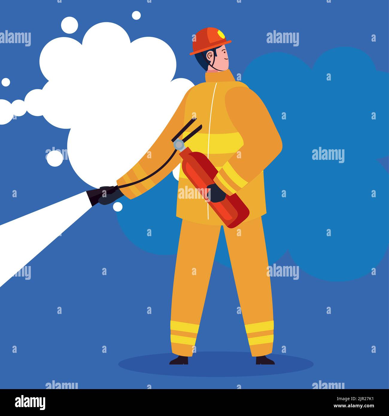 firefighter with extinguisher Stock Vector Image & Art - Alamy
