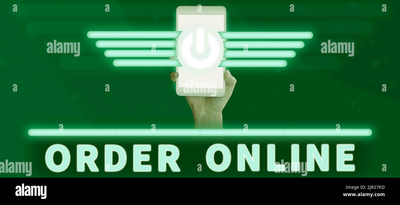 Writing displaying text Order Online. Concept meaning Buying goods and ...