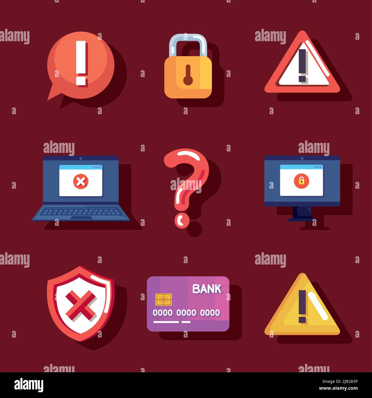 nine cyber fraud icons Stock Vector Image & Art - Alamy
