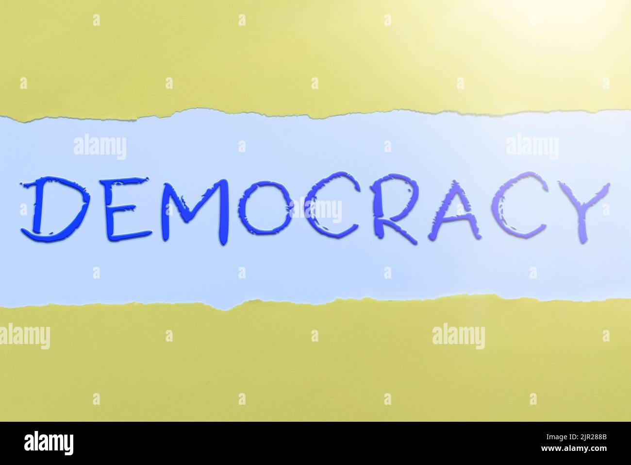 Text caption presenting Demo Cracy. Conceptual photo freedom of the ...