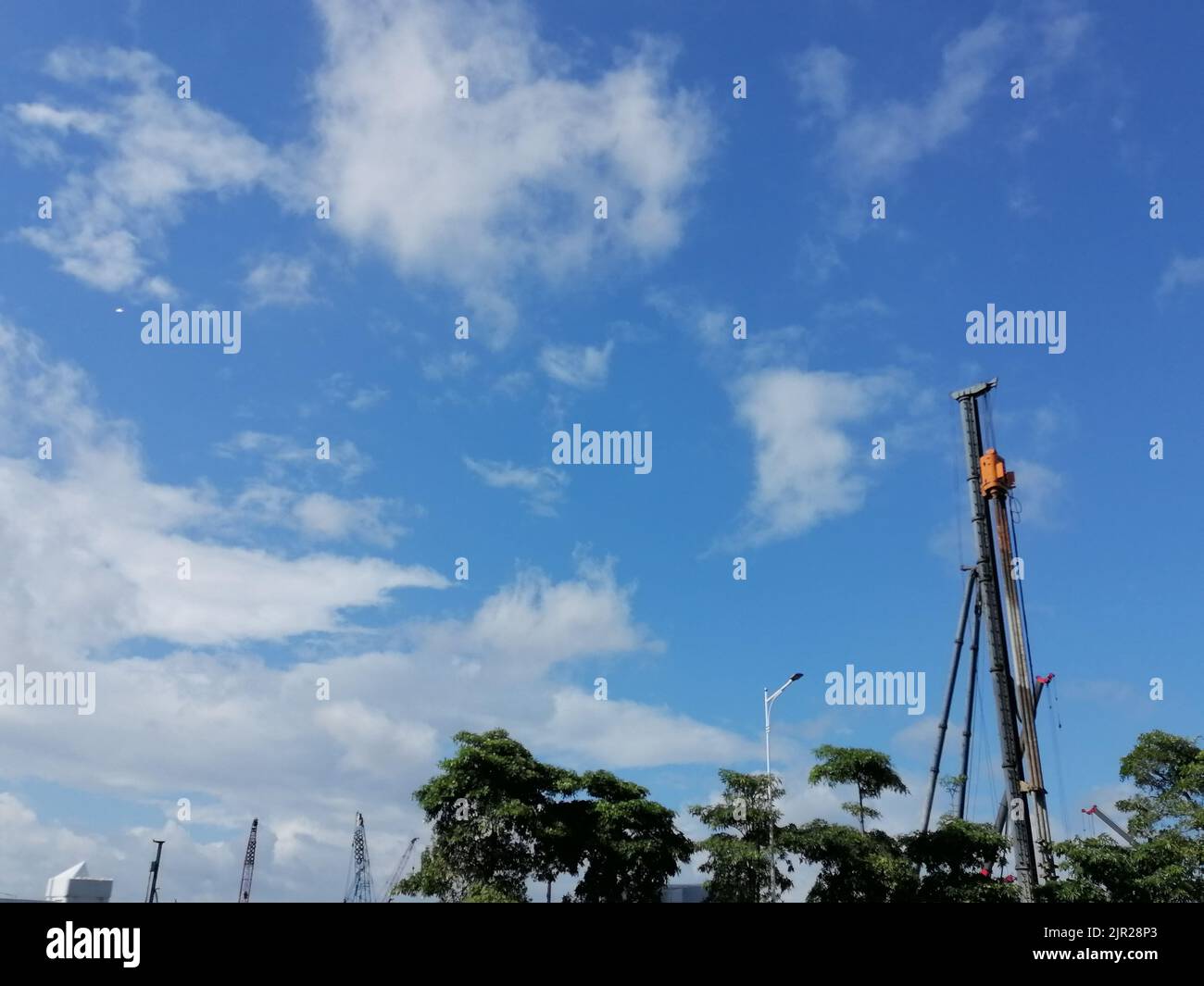 Shenzhen, China: road traffic and construction site landscape in Bao'an ...
