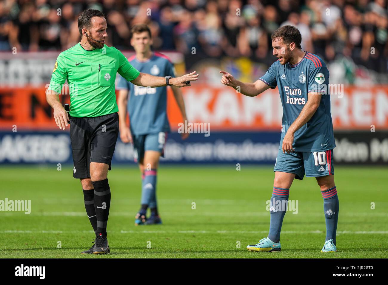 Waalwijk - Referee Edwin van de Graaf, Orkun Kokcu of Feyenoord during ...
