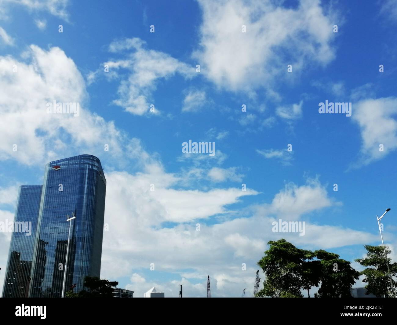 Shenzhen, China: road traffic and construction site landscape in Bao'an ...