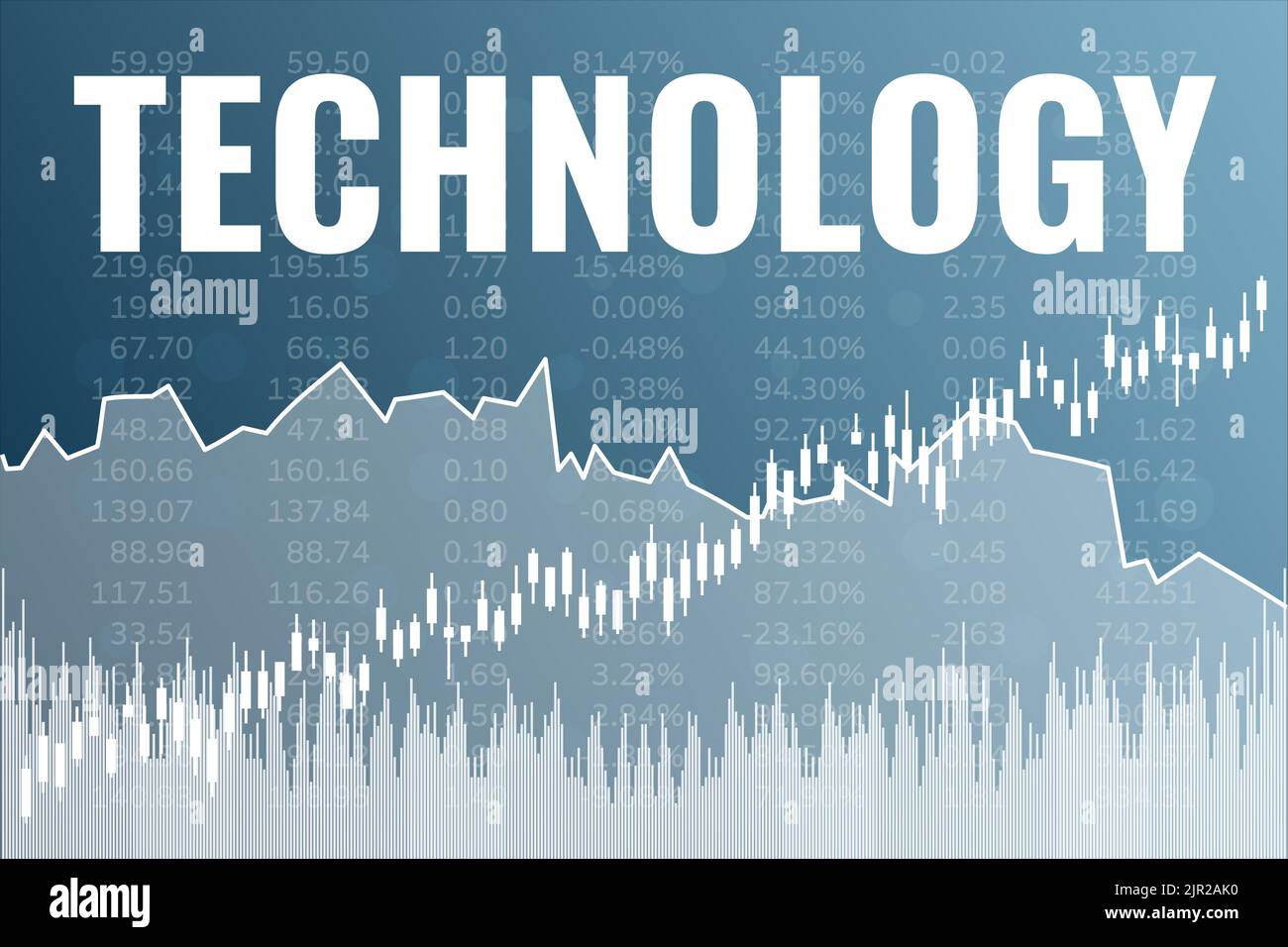 Sector Technology on stock market on blue finance background Stock ...