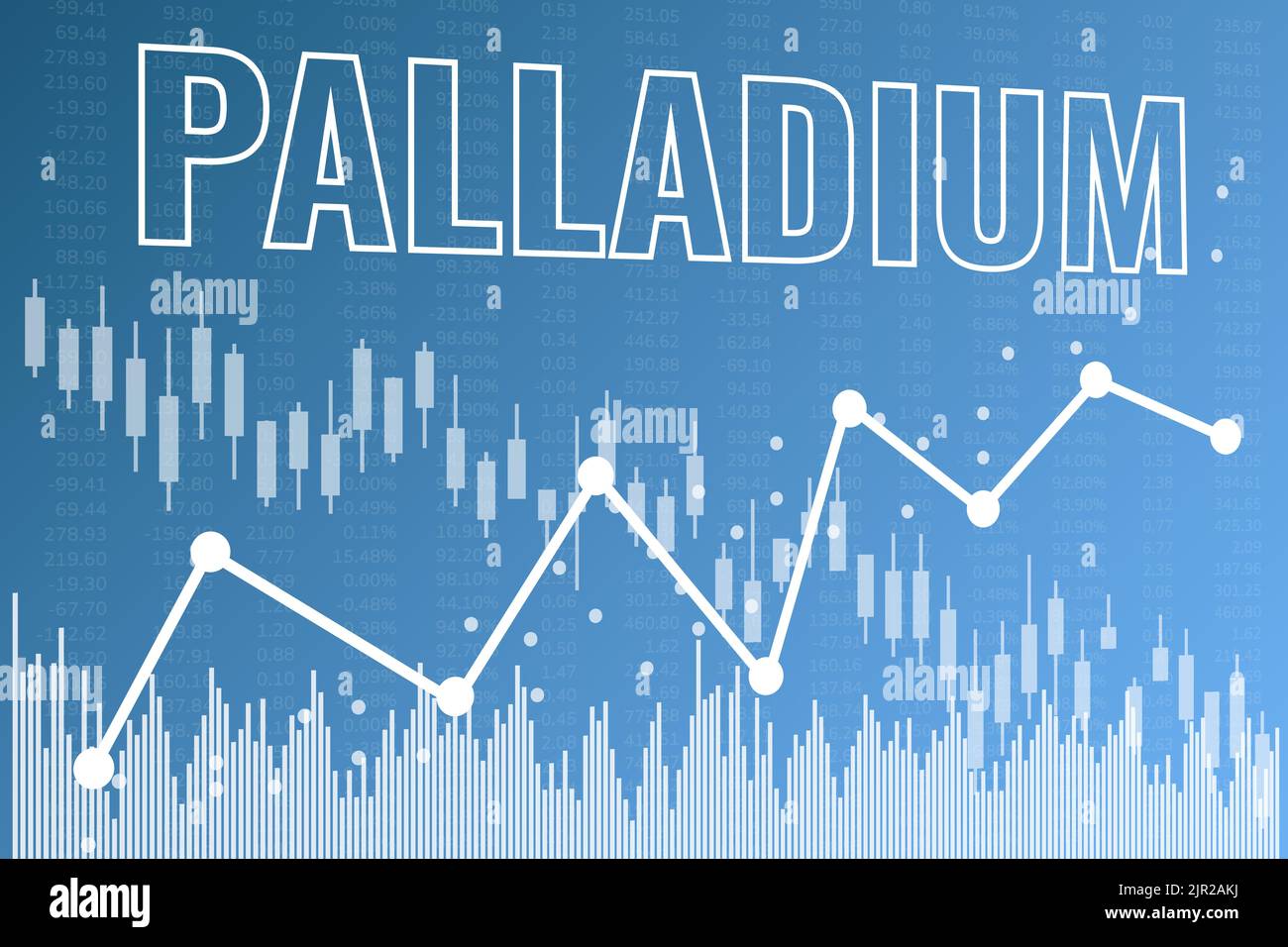 Palladium price stock market graph on blue finance background with ...