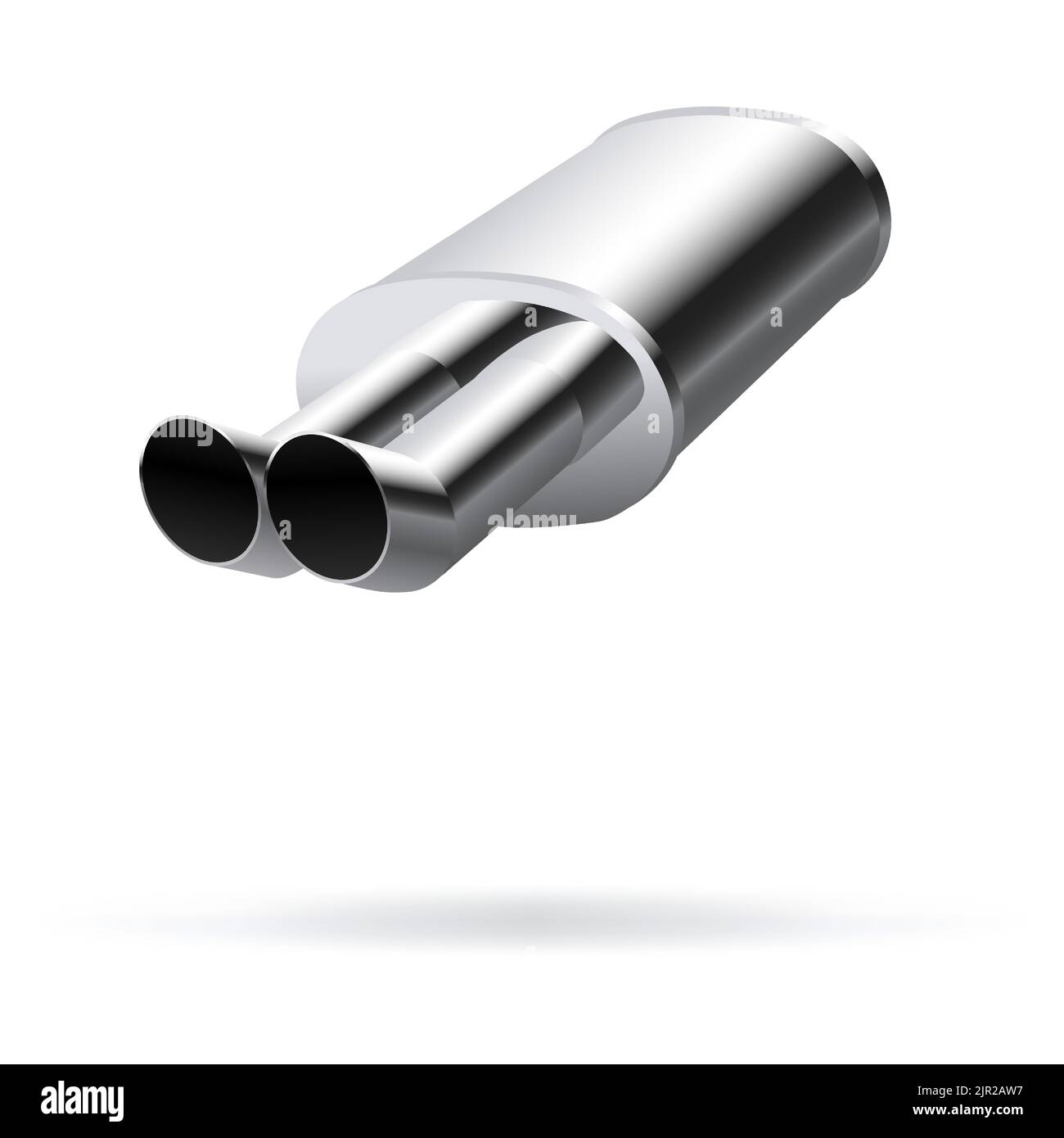 Vector illustration, car exhaust pipe muffler, steering wheel realistic ...