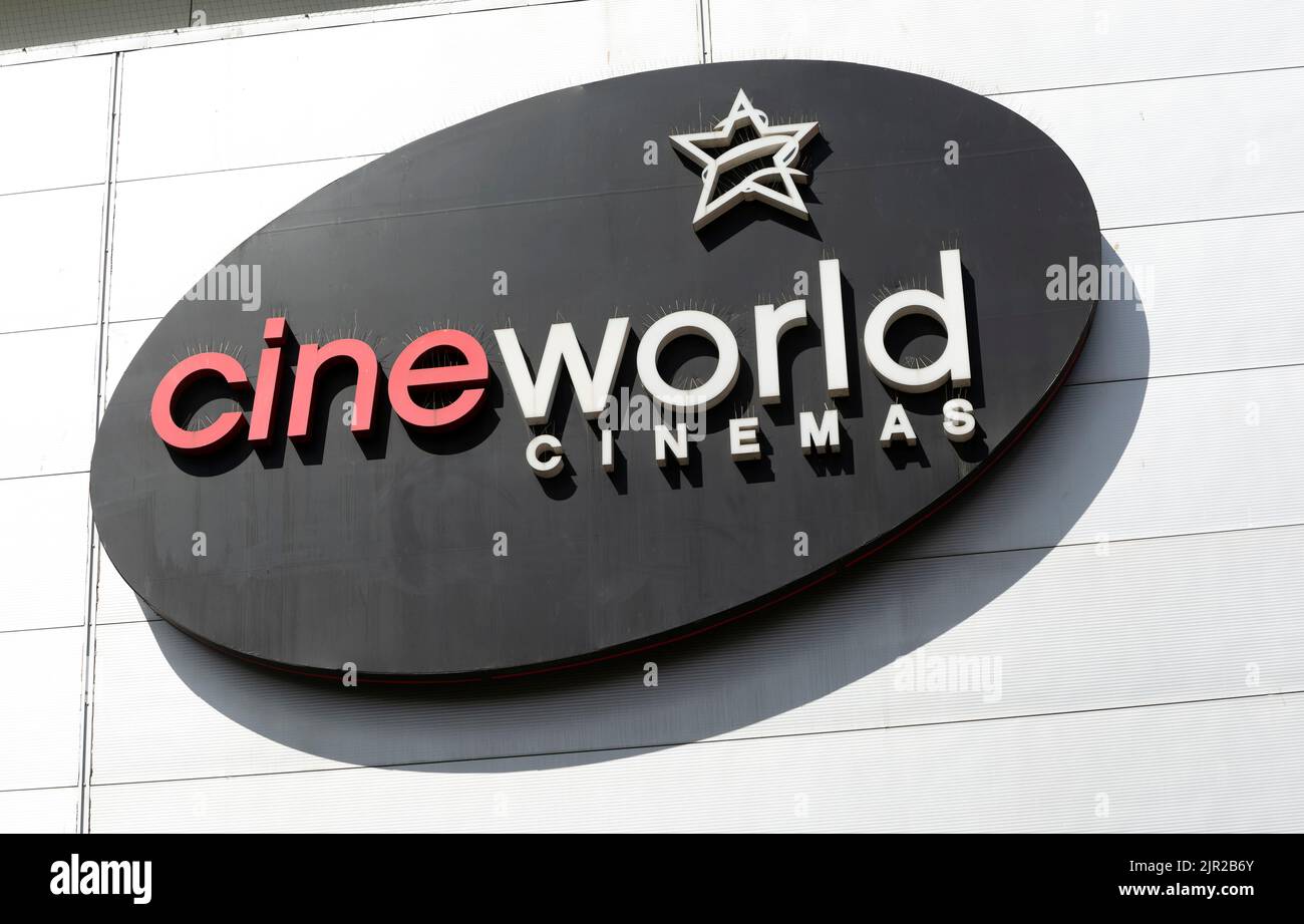 Sign for CineWorld cinemas, Cardinal Park, Ipswich, Suffolk, England ...