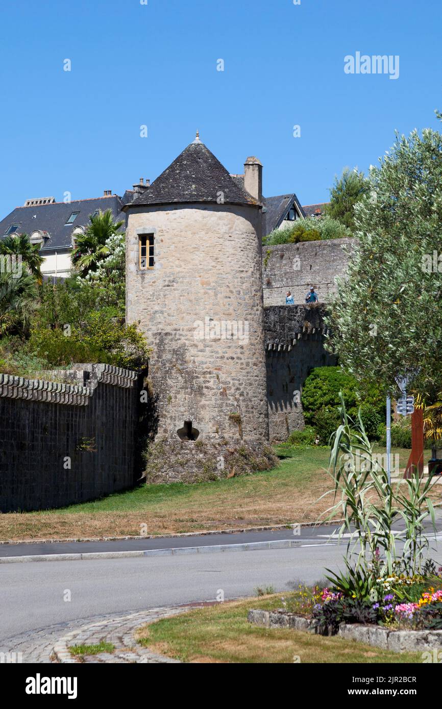 The ramparts of Quimper and the Névet tower seen from Place Alexandre ...