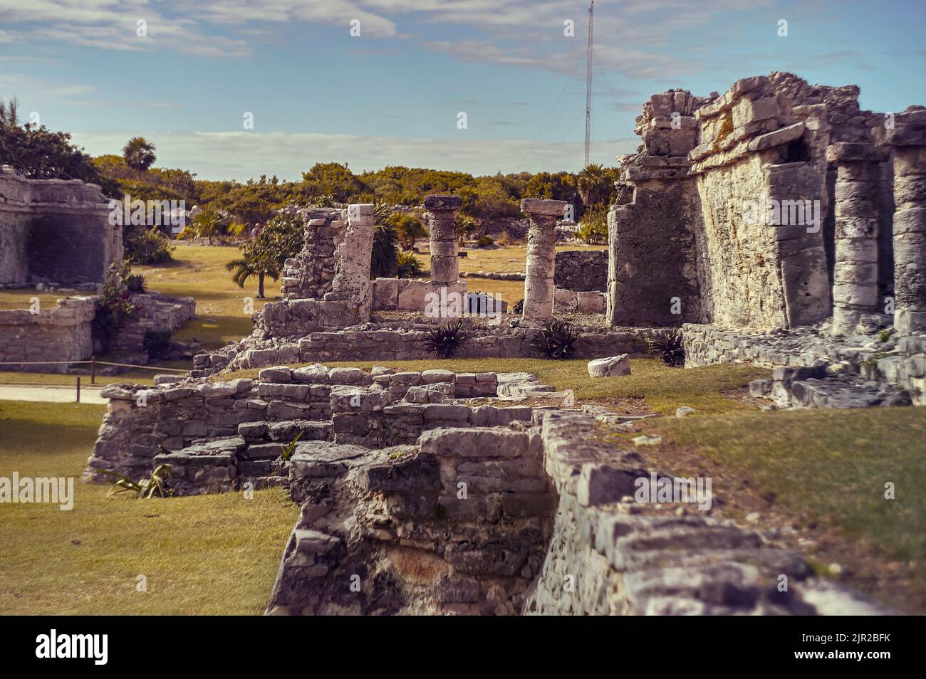 Remains of ancient temples and buildings dating back to the Mayan ...