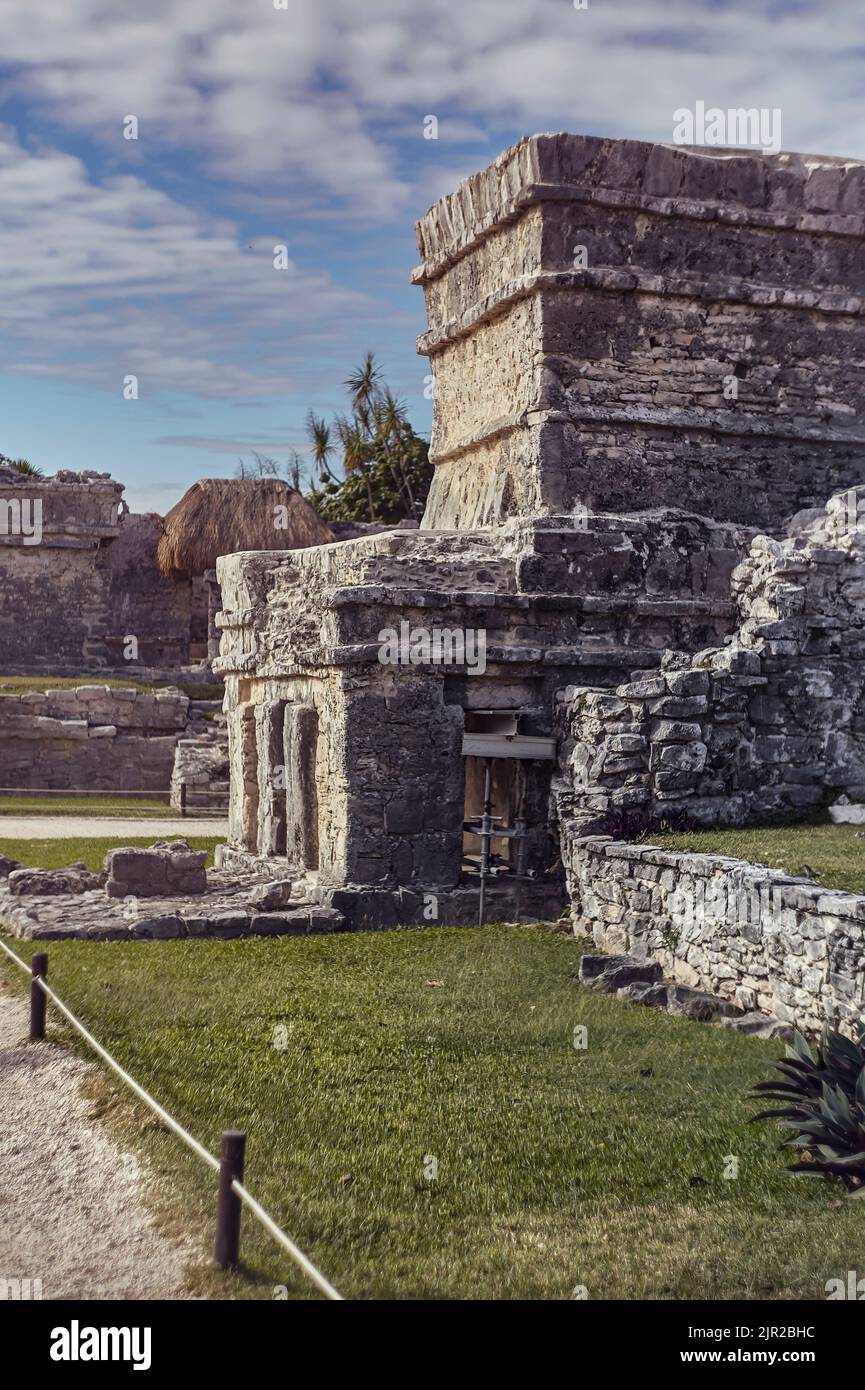 Ruins of buildings dating back to the Mayan civilization in the Tulum ...