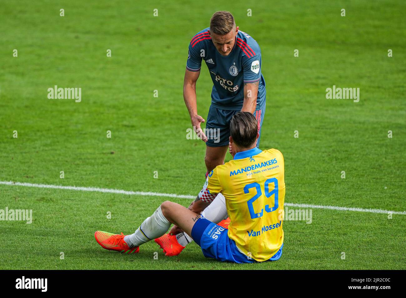 Waalwijk - Jens Toornstra of Feyenoord, Michiel Kramer of RKC Waalwijk during the match between ...